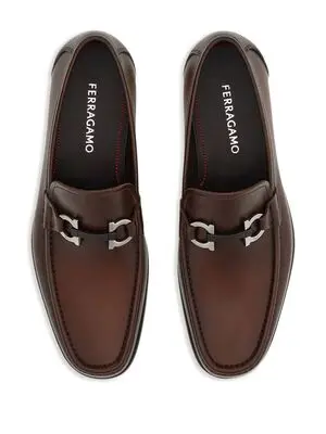 FERRAGAMO Gancini-plaque Loafers - Brown