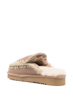 Mou Sheepskin Suede Slip-on Slippers - Neutrals