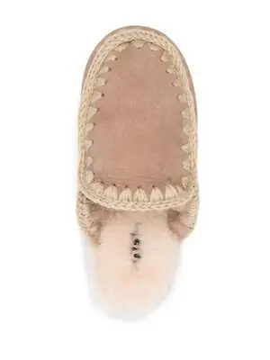 Mou Sheepskin Suede Slip-on Slippers - Neutrals