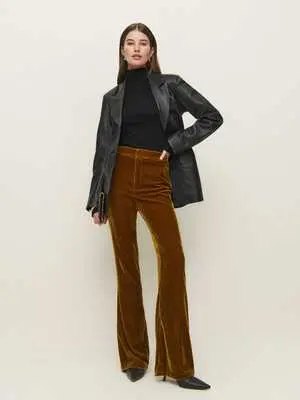 REFORMATION Reformation Sora Velvet Pant Gold