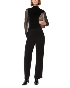 Whistles Velvet Mesh Sleeve Top
