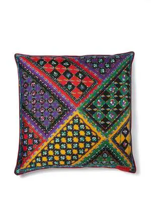 Emilio Pucci Patchwork-print Silk Cushion - Green