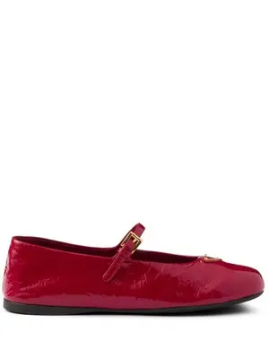 Prada Naplak Leather Ballet Flats - Red