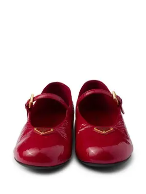 Prada Naplak Leather Ballet Flats - Red