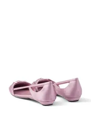 Prada Satin-finish Cut-out Ballerinas - Pink