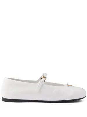 Prada Leather Ballerina Shoes - White