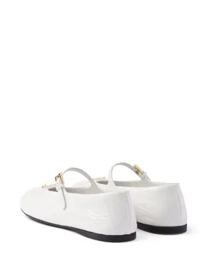 Prada Leather Ballerina Shoes - White