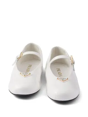 Prada Leather Ballerina Shoes - White