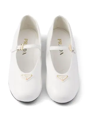 Prada Leather Ballerina Shoes - White
