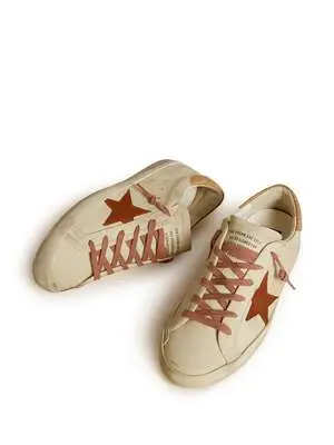 GOLDEN GOOSE Superstar Sneakers With Leather Star And Croc-effect Heel Tab - Neutrals