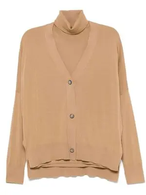 BLANCA VITA Fine-knit Vest And Cardigan Set - Brown