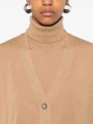 BLANCA VITA Fine-knit Vest And Cardigan Set - Brown