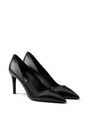 Prada Patent Saffiano Leather Pointed Toe High Heel Pumps - Black