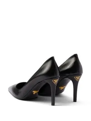 Prada Patent Saffiano Leather Pointed Toe High Heel Pumps - Black