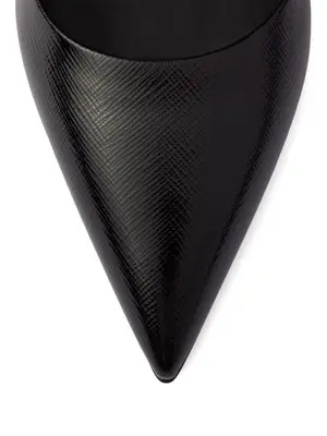Prada Patent Saffiano Leather Pointed Toe High Heel Pumps - Black