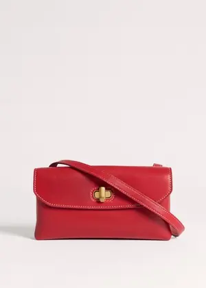 ME+EM Leather Pouch With Turn Lock Fastening - Red