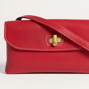 ME+EM Leather Pouch With Turn Lock Fastening - Red