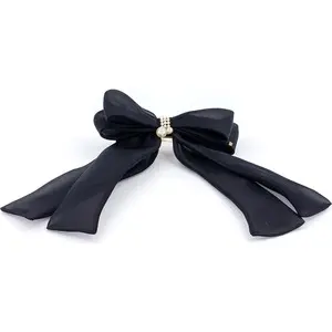 Alexandre De Paris Silk Bow Barrette - Black