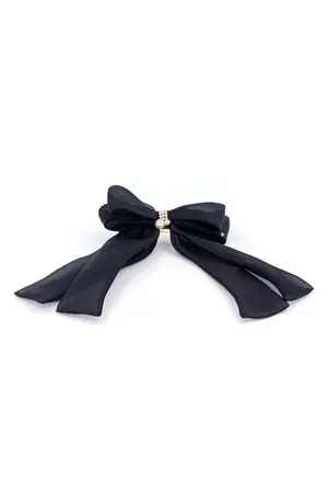 Alexandre De Paris Silk Bow Barrette - Black
