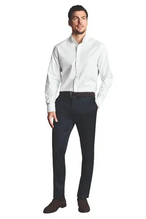 CHARLES TYRWHITT Slim Fit Smart Texture Trousers - Denim Blue