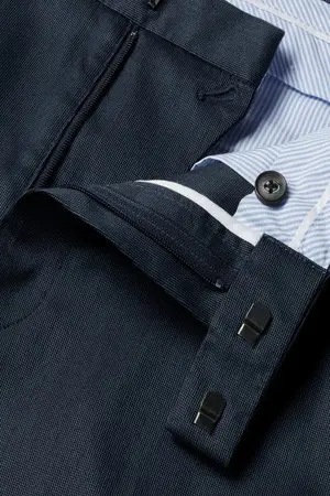 CHARLES TYRWHITT Slim Fit Smart Texture Trousers - Denim Blue