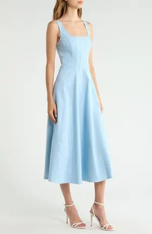 PETAL & PUP Una Fit & Flare Midi Dress - Blue