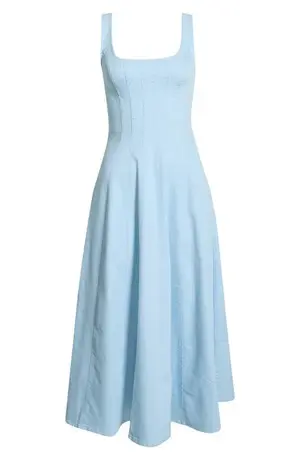 PETAL & PUP Una Fit & Flare Midi Dress - Blue