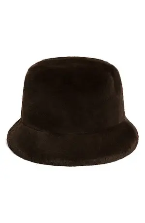Apparis Amara Pluche Faux Fur Bucket Hat - Espresso