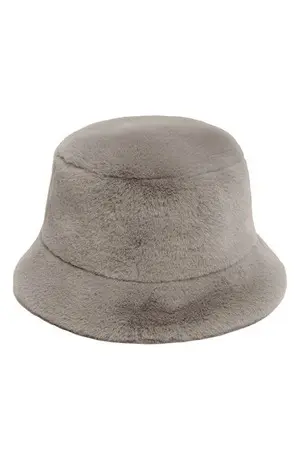 Apparis Apparis Amara Pluche Faux Fur Bucket Hat Granite