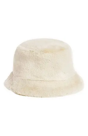 Apparis Apparis Amara Pluche Faux Fur Bucket Hat Latte
