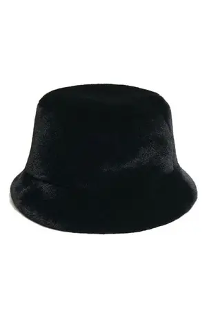Apparis Apparis Amara Pluche Faux Fur Bucket Hat Noir