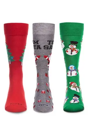 MEMOI Assorted 3-pack Christmas Socks - Red