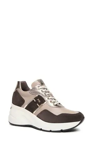 NEROGIARDINI Logo Strap Wedge Sneakers - Brown