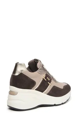NEROGIARDINI Logo Strap Wedge Sneakers - Brown