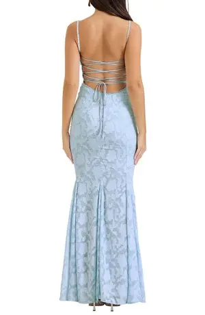 House Of Cb Joan-b Floral Jacquard Dress - Skyride