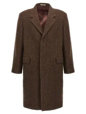 Buy Auralee Super Fine Wool Mosser Chesterfield Coat - Brown At 38