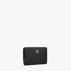 Tory Burch Robinson Pebbled Bi-fold Wallet - Black