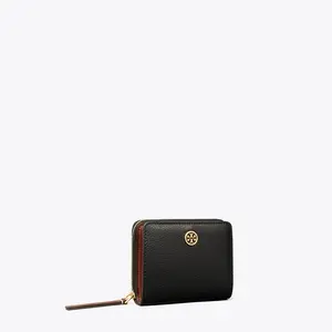 Tory Burch Robinson Pebbled Bi-fold Wallet - Black