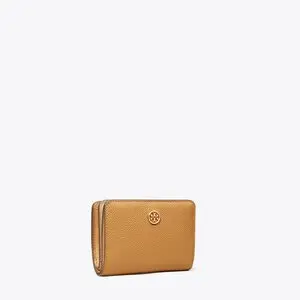 Tory Burch Tory Burch Robinson Pebbled Bi-Fold Wallet Tiramisu