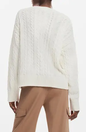 Desigual Exeter Cable Crewneck Sweater - White