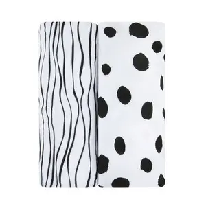 ZZDNU CRIB SHEET SET Baby Fitted Crib Sheet Set 2 Pack - Black & White Abstract