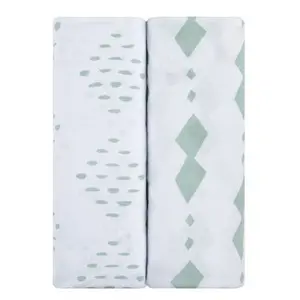 ZZDNU CRIB SHEET SET Baby Fitted Crib Sheet Set 2 Pack Sage Diamond
