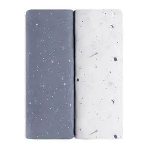 ELY'S & CO. Baby Fitted Pack N Playmini Crib Sheet 2 Packs Blue Celestial
