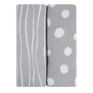 ELY'S & CO. Baby Fitted Pack N Playmini Crib Sheet 2 Packs Grey & White Abstract