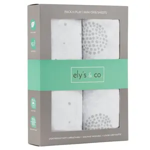 ELY'S & CO. Baby Fitted Pack N Playmini Crib Sheet 2 Packs - Grey Dottie