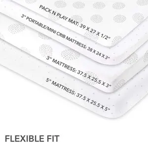 ELY'S & CO. Baby Fitted Pack N Playmini Crib Sheet 2 Packs - Grey Dottie