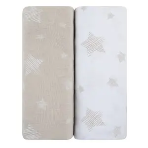 ELY'S & CO. Baby Fitted Pack N Playmini Crib Sheet 2 Packs Tan Drawn Star