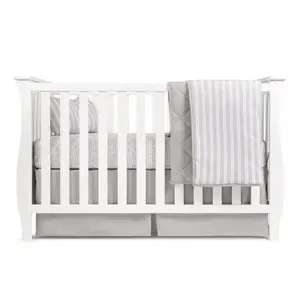 CRIB SET Baby Crib Bedding Sets Includes Crib Sheet, Quilted Blanket, Crib Skirt Grey Bamboo