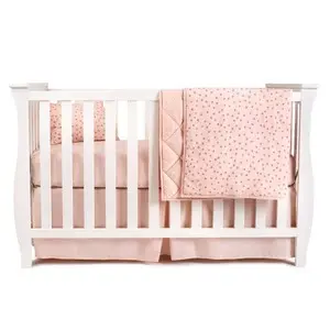 CRIB SET Baby Crib Bedding Sets Includes Crib Sheet, Quilted Blanket, Crib Skirt Pink Floral