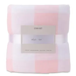 CRIB SET Baby Crib Bedding Sets Includes Crib Sheet, Quilted Blanket, Crib Skirt - Pink Gingham